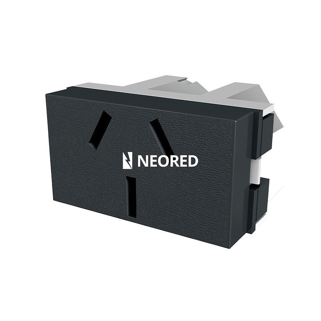 Tomacorriente Bipolar + Tierra Negro | Neored